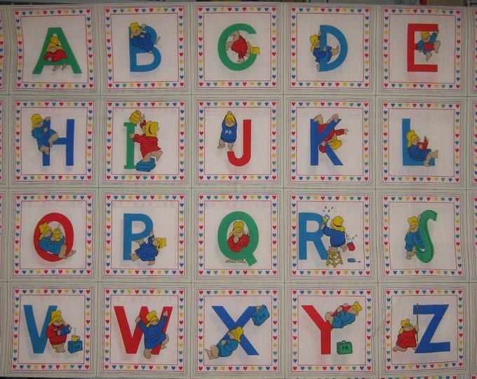 Paddington Bear Alphabet Panel Springs Industries Inc Eden | Etsy