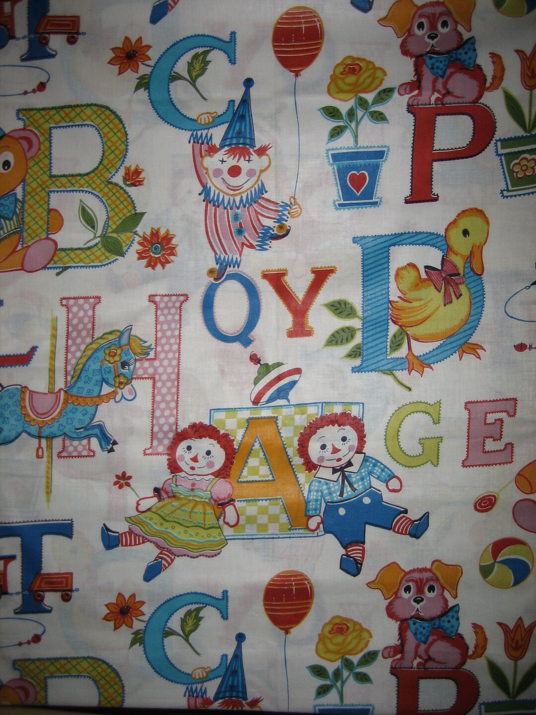 Raggedy Ann, Raggedy Andy, Alphabet and Toys Sheen Cotton Fabric ( No ...