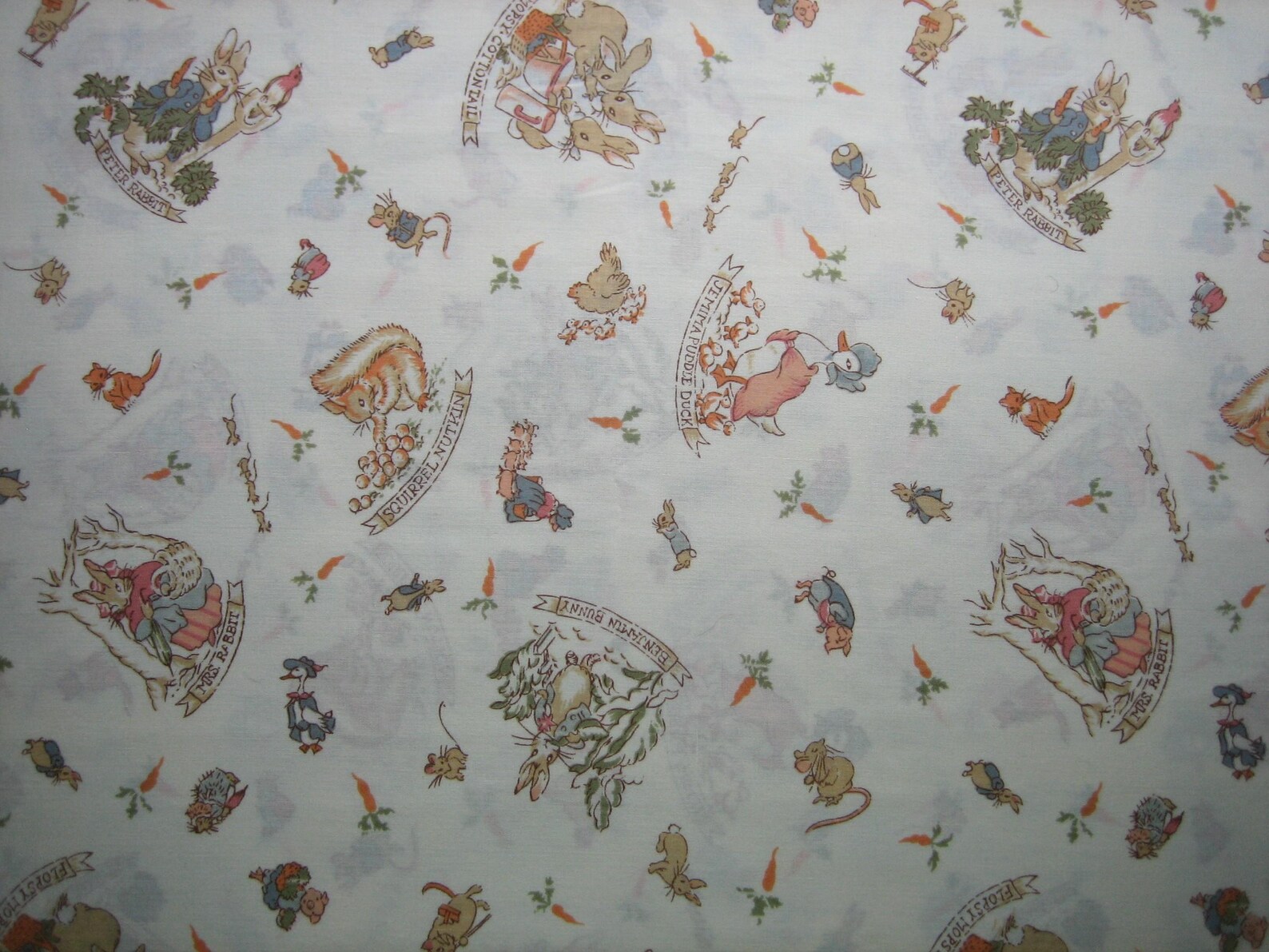 RARE, REDUCED PRICE : Beatrix Potter Fabric Characters , Cream ...