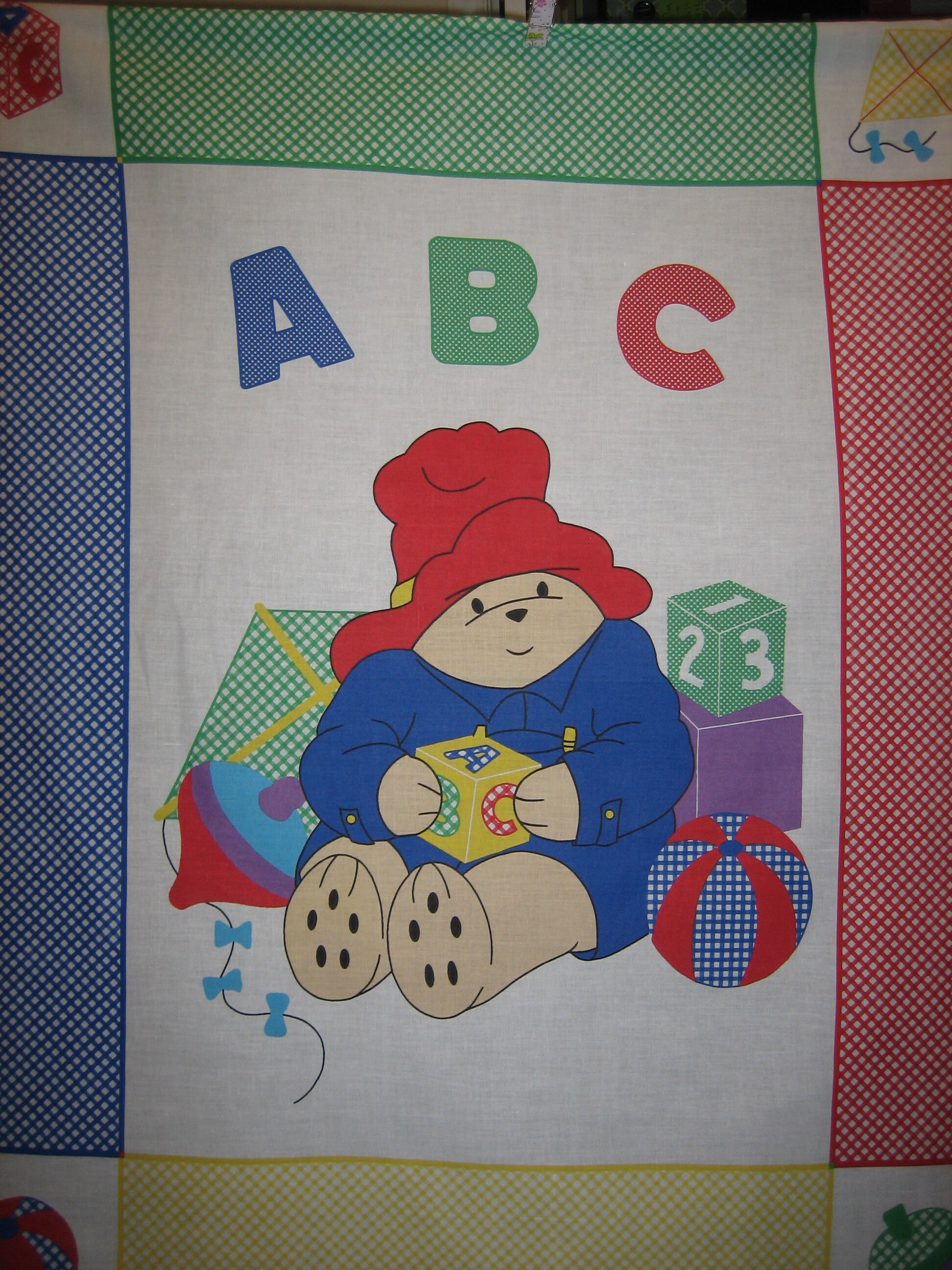 Paddington Bear Alphabet Fabric Panel With Bright ABC Letters ( 35 " X ...