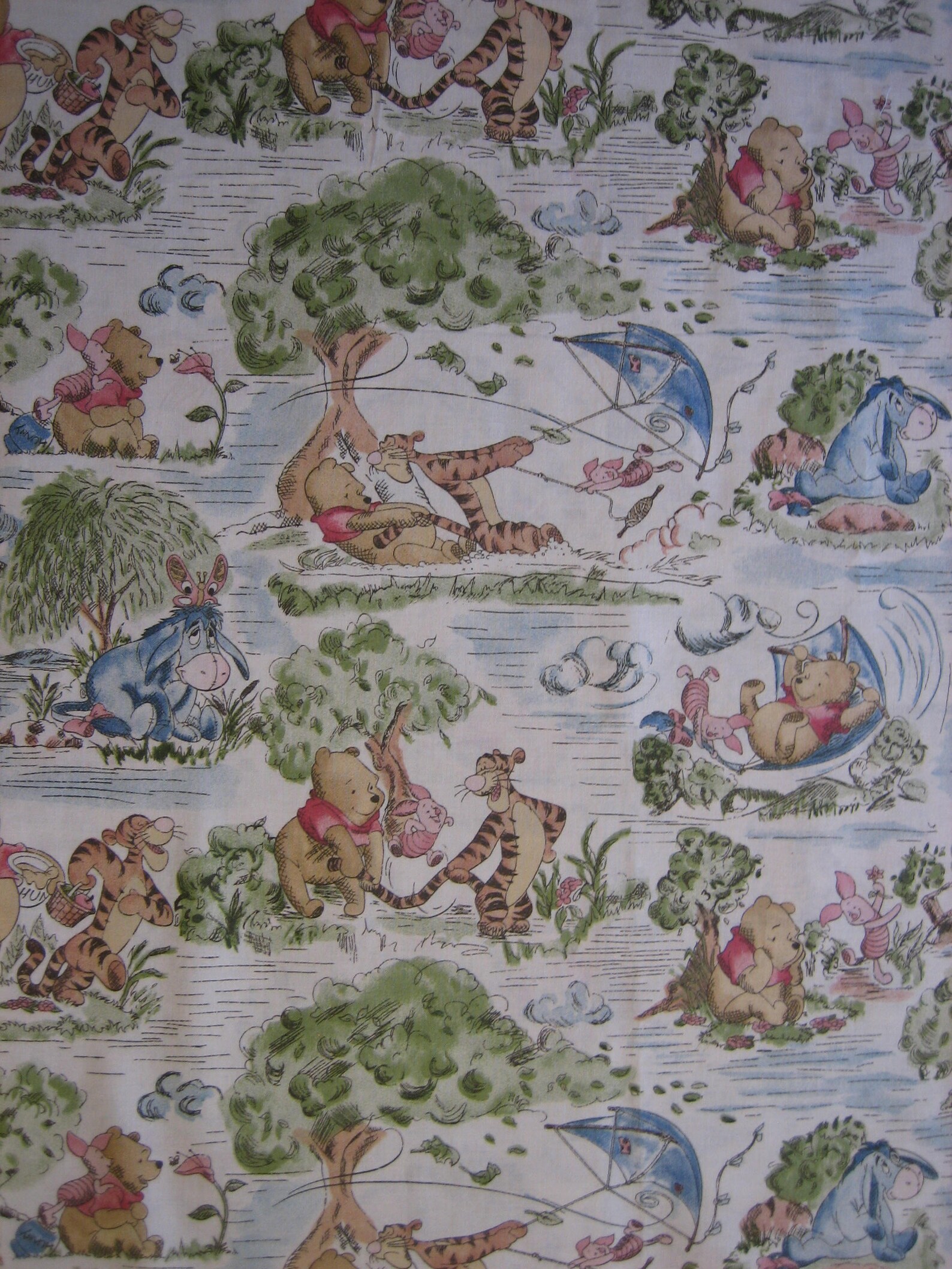 Pooh Bear A Day in the Park, Full Color Toile Fabric CP9903 ( Springs ...