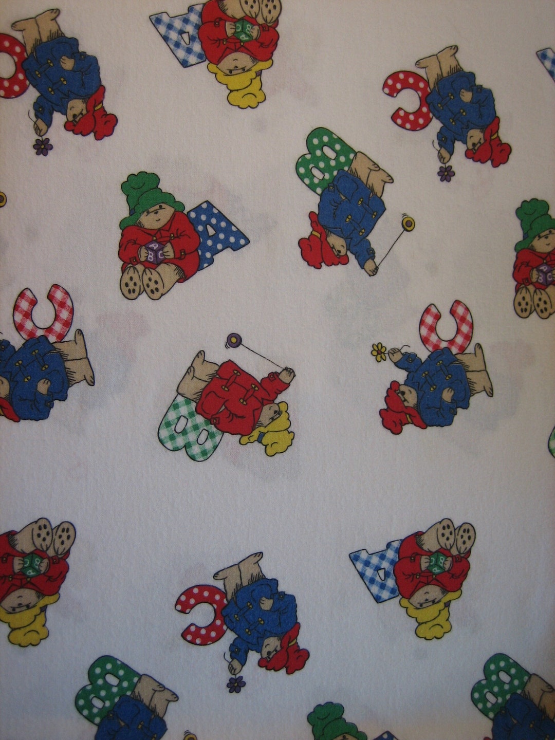 Paddington Bear Alphabet Flannel Fabric With Bright ABC Letters ( 18 X ...