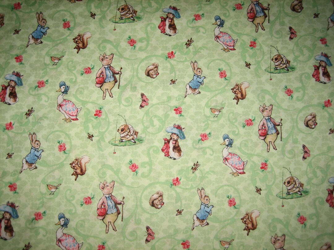 Beatrix Potter Character Fabric ( 2007 ) Quilting Treasures, Green ...