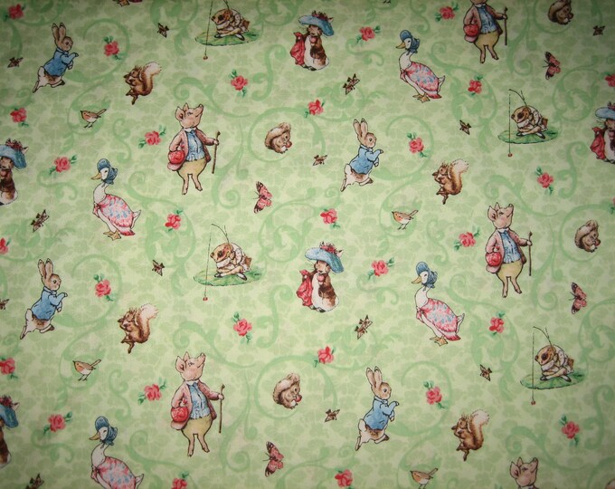Beatrix Potter Character Fabric ( 2007 ) Quilting Treasures, Green ...