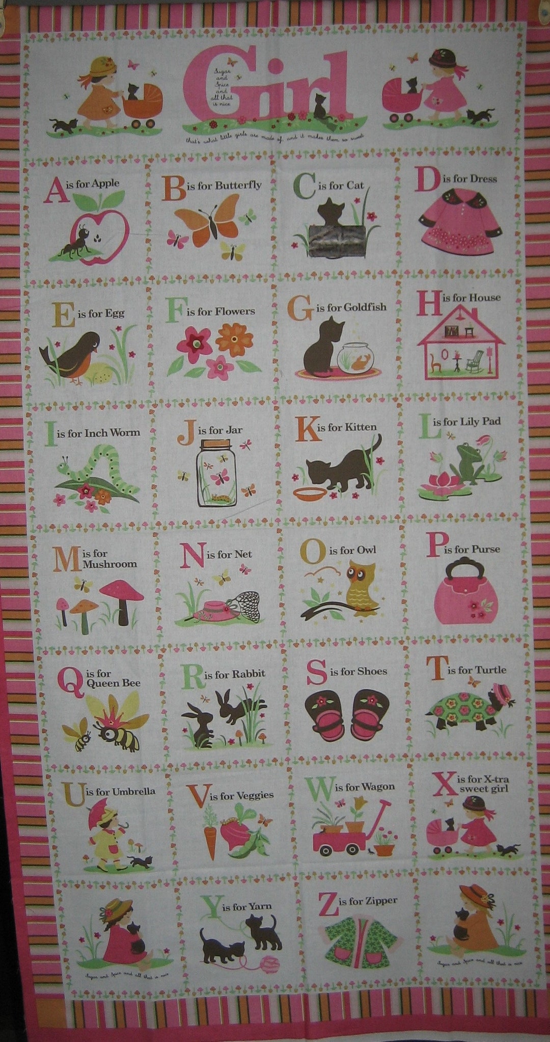 REDUCED PRICE : Child's Play With Kate & Nate A to Z Girl Flannel Panel ...