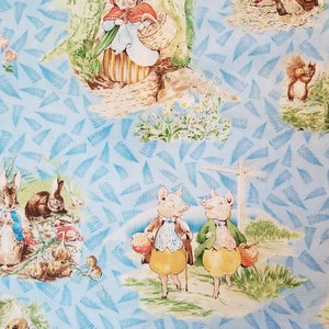 Beatrix Potter Characters on Blue Background Quilting Treasures Fabric ...