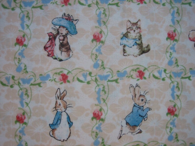 Beatrix Potter Characters in Floral Squares on Cream by - Etsy