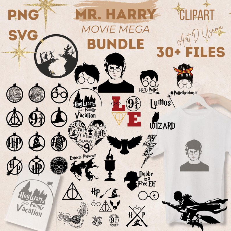 Wizard School Mega Bundle | Hogwarts Magic World SVG PNG | Fantasy Clipart Pack | Digital ...