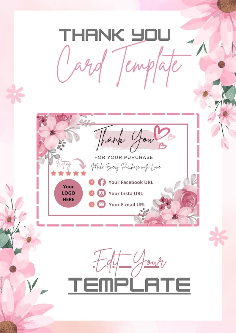 Editable Thank You Card Template for Small Business | DIY Canva Design ...