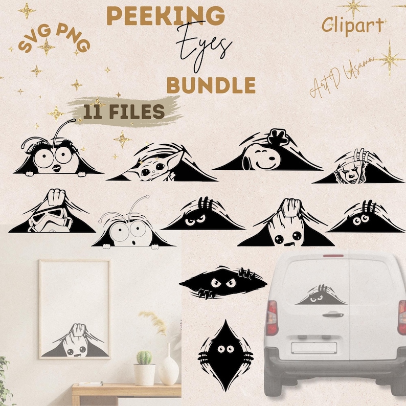 Peeking Animals Clipart | Cute Cartoon SVG PNG Bundle (digital Download ...
