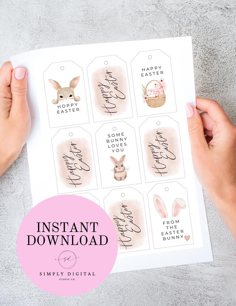 Printable Easter Gift Tags – Bunny & Basket Designs (instant Download ...