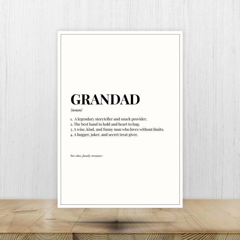 Grandad Definition Poster | Printable Wall Art | Gift for Grandad ...