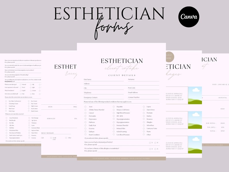 Editable Esthetician Intake Form Canva Template, Facial Consultation ...