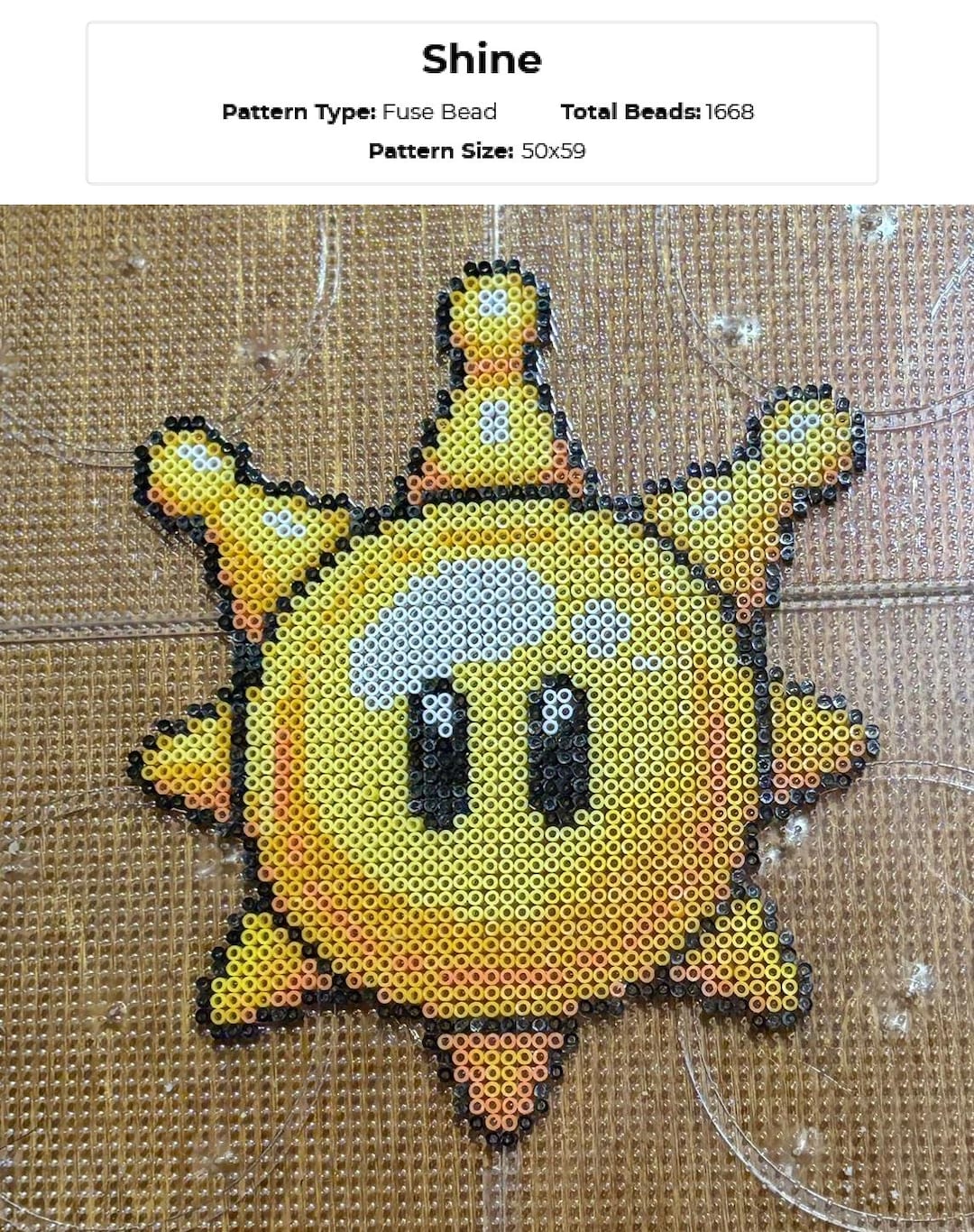 Shine Sprite Bead Pattern Super Mario Sunshine Hama Beads Pattern ...