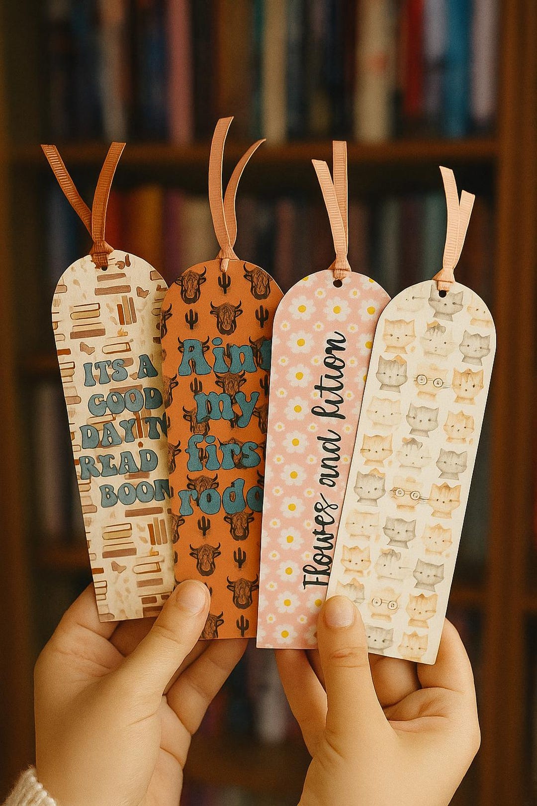 Fun Bookmarks for Readers – Book, Rodeo, Daisy, & Cat Themes - Etsy