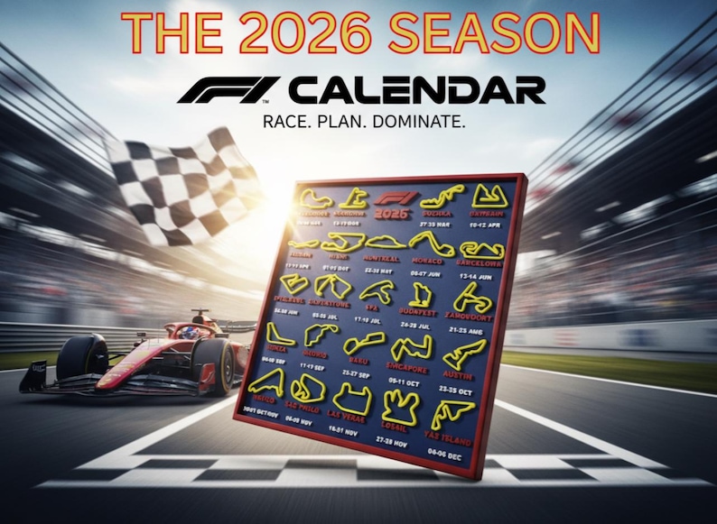 F1 2026 Calendar Wall Art | 3D Printed Formula Racing Track Map - Etsy UK