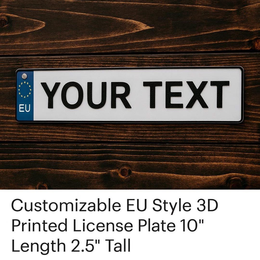 Custom Mini European License Plate – 1:2 Scale – Personalized Text – 3D ...