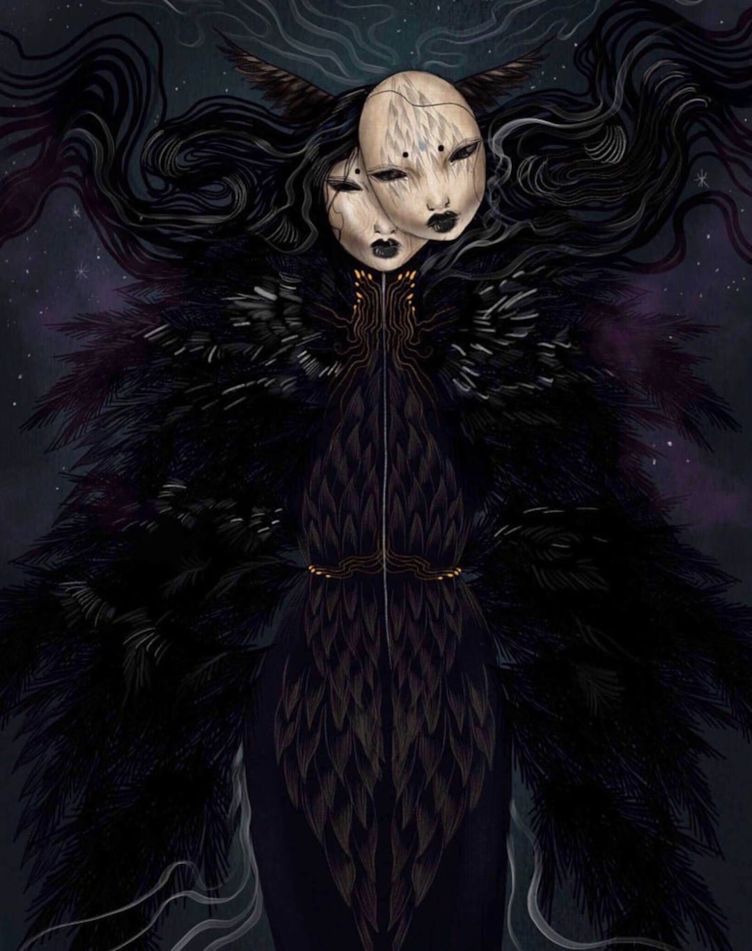 Raven Queen Fine Art Print Dark Maiden Fantasy Portrait by - Etsy