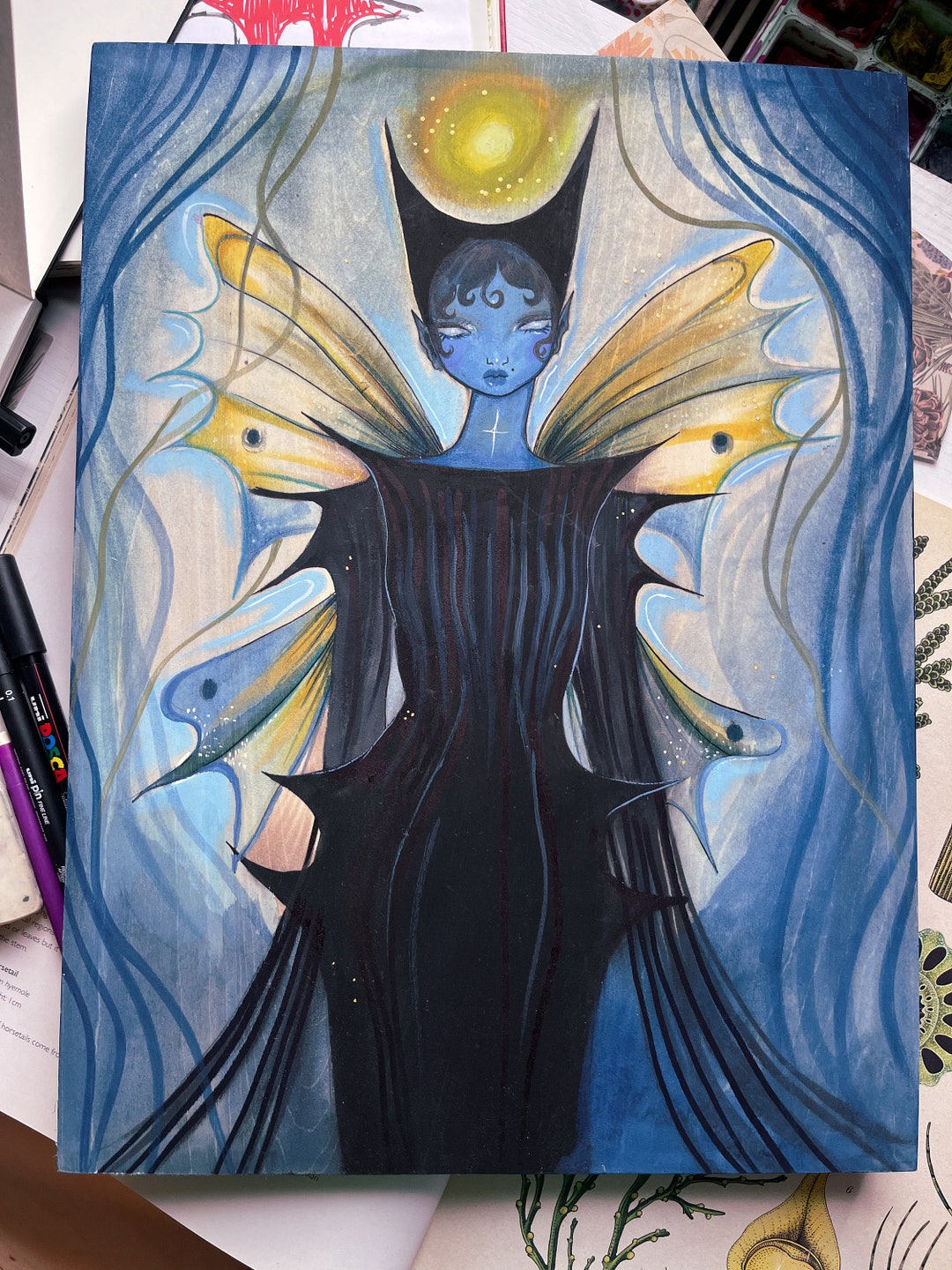 Naila, Original Fantasy, Fairy, Gothic Art, Dark Art, Painting on Wood ...