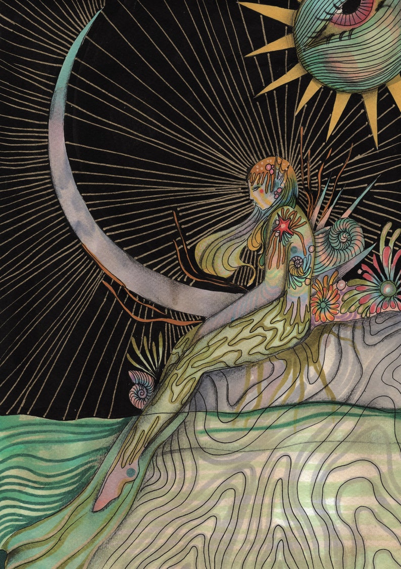 Mermaid Fantasy Art Pop Surrealism Art Print A4 - Etsy