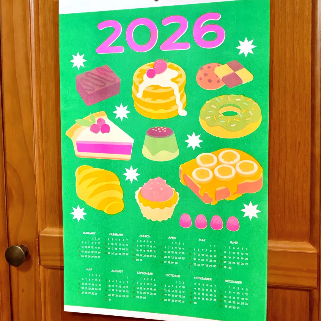 2026 Desserts Riso Calendar Poster - Etsy