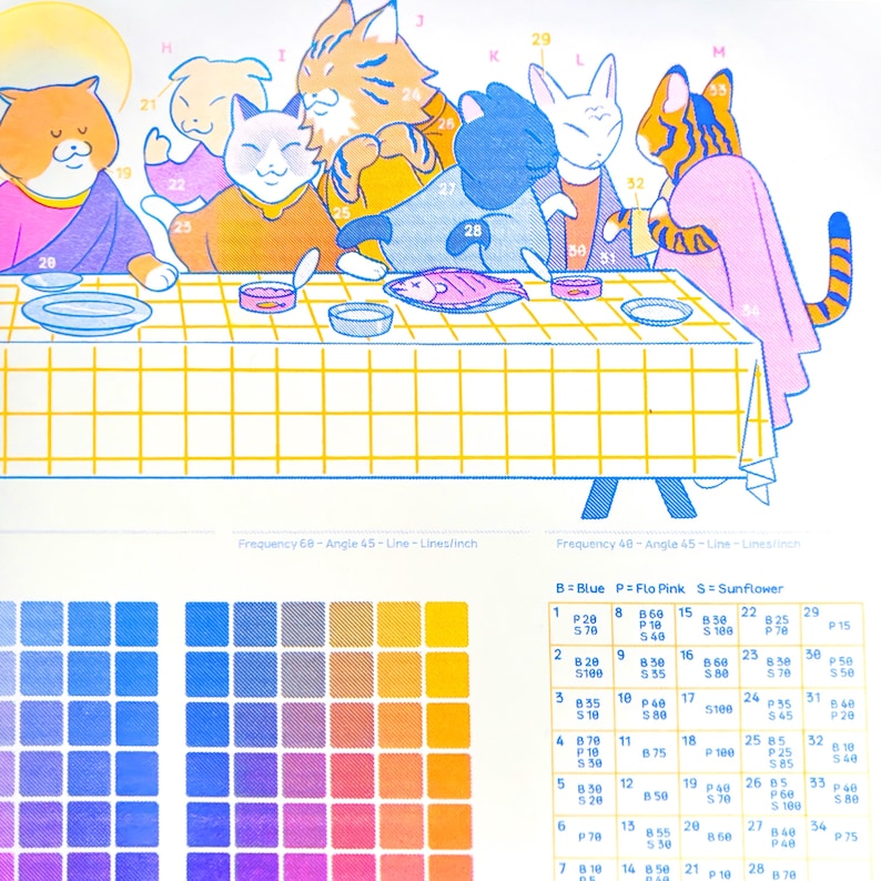Riso Color Chart Poster | the Last Supper - Flo Pink, Blue, Sunflower ...