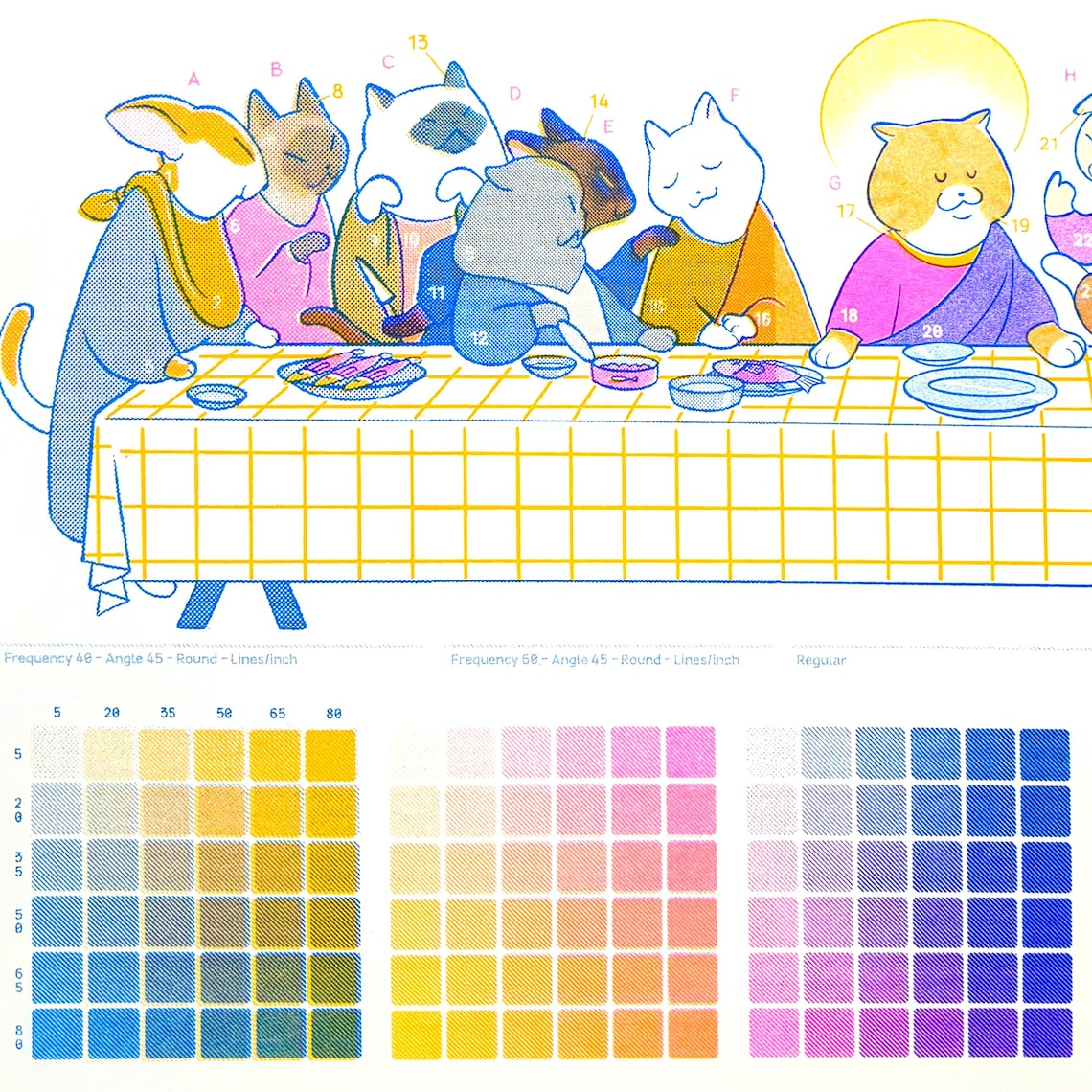 Riso Color Chart Poster | the Last Supper - Flo Pink, Blue, Sunflower ...