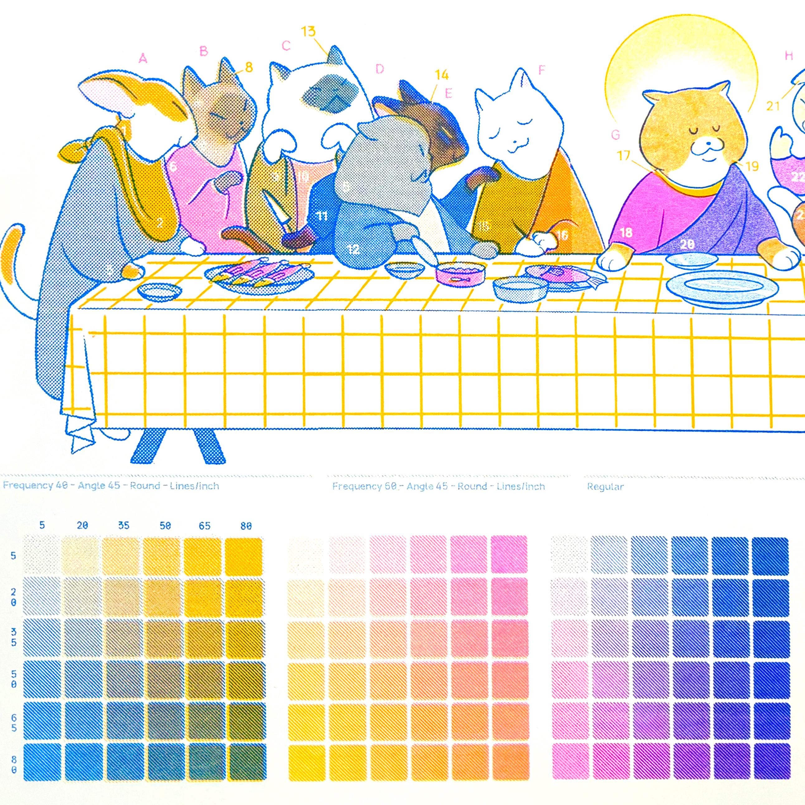 Riso Color Chart Poster | the Last Supper - Flo Pink, Blue, Sunflower ...