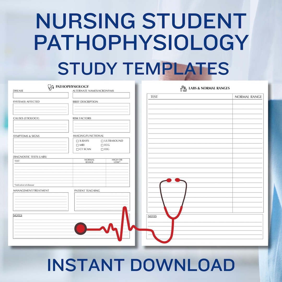 Nursing Student Pathophysiology Study Templates, Organize Study Notes ...
