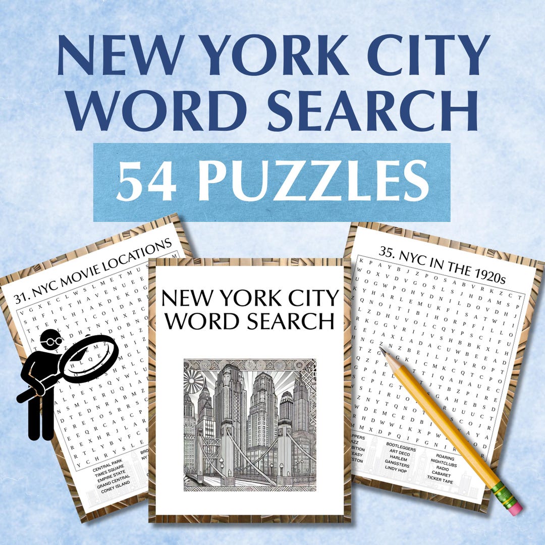 New York City Wordsearch Puzzles, Relaxing, Fun and Challenging Word ...