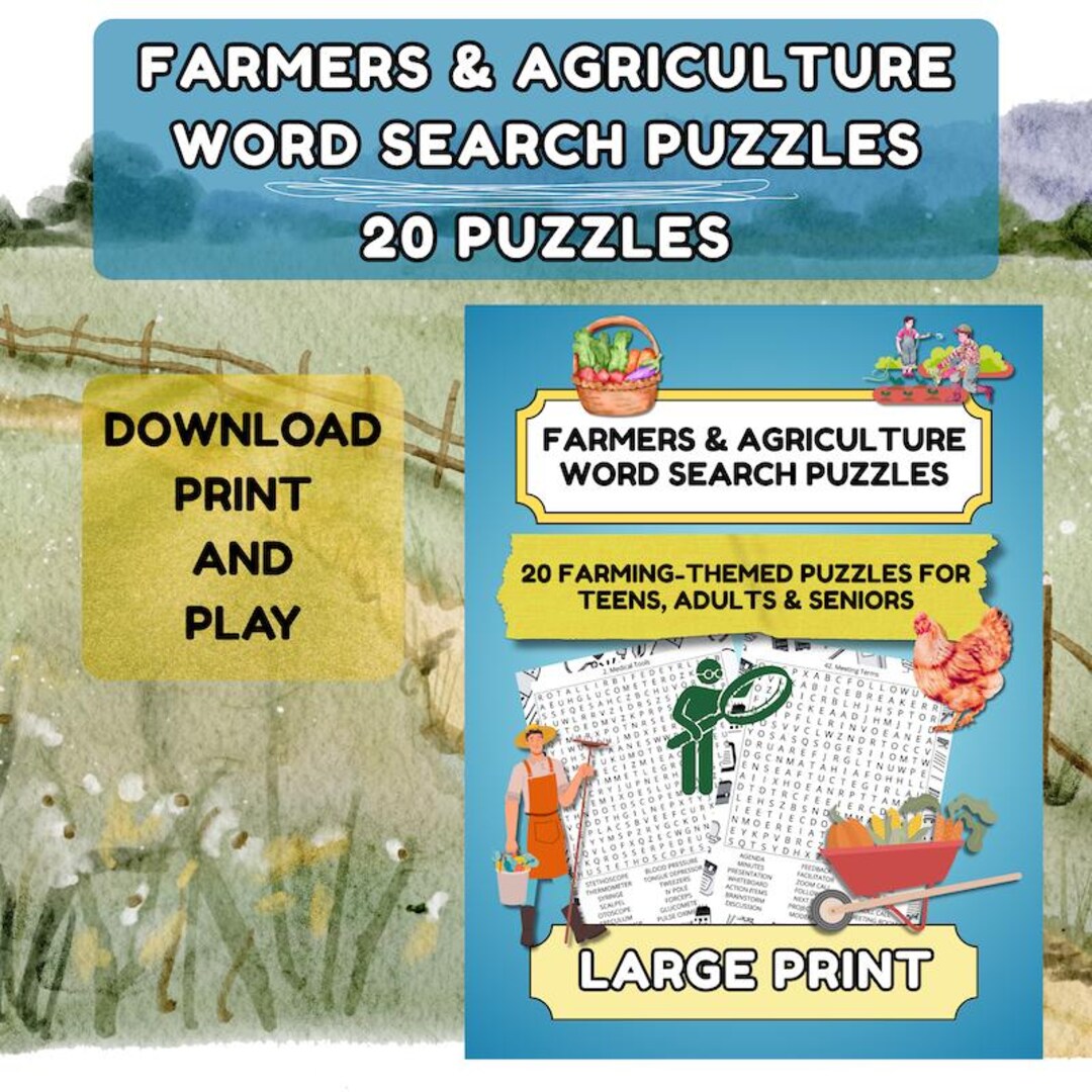 Printable Word Search Puzzles, Farmers & Agriculture Theme. Brain ...