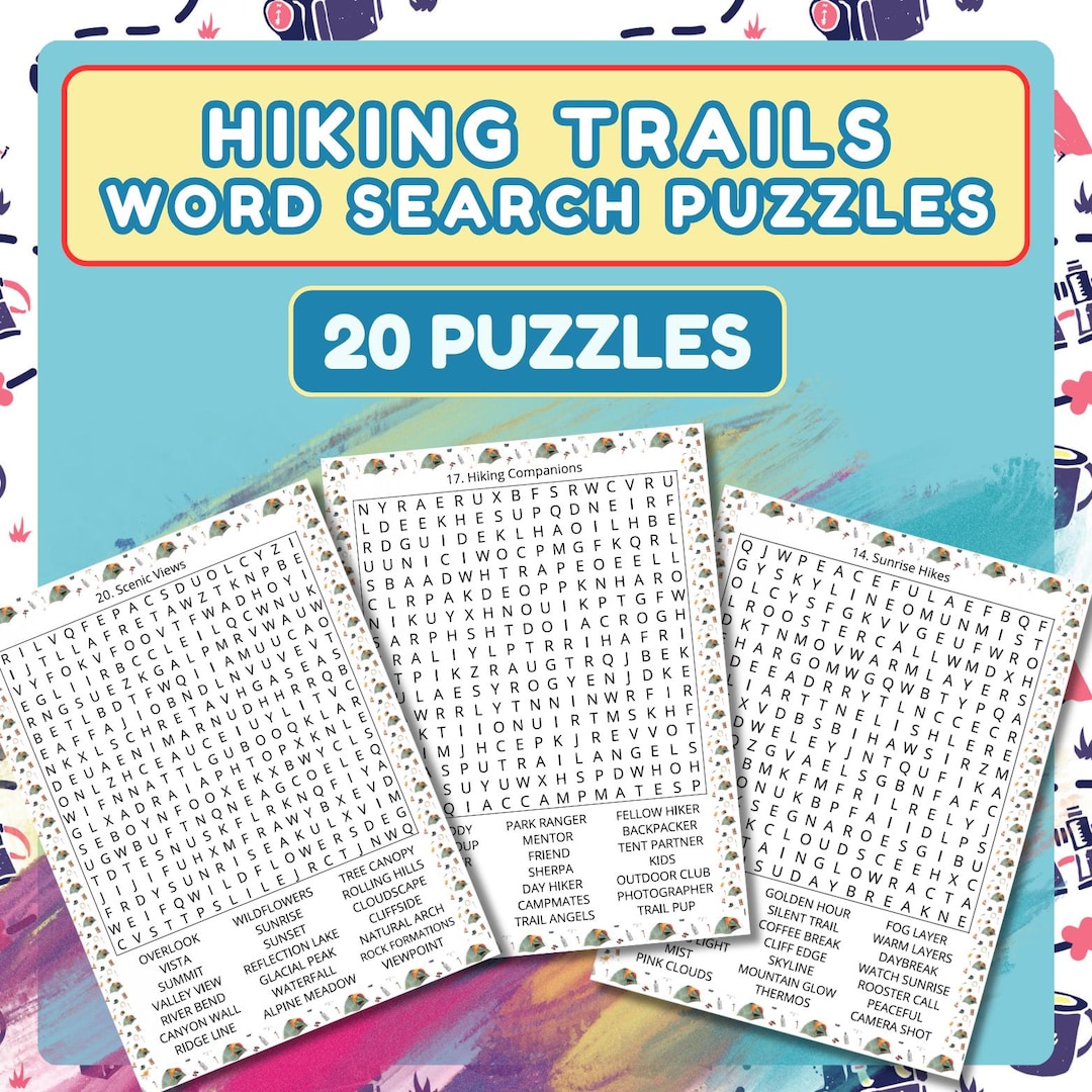 Hiking Trails Word Search Puzzles, 20 Printable Games (PDF) - Etsy UK