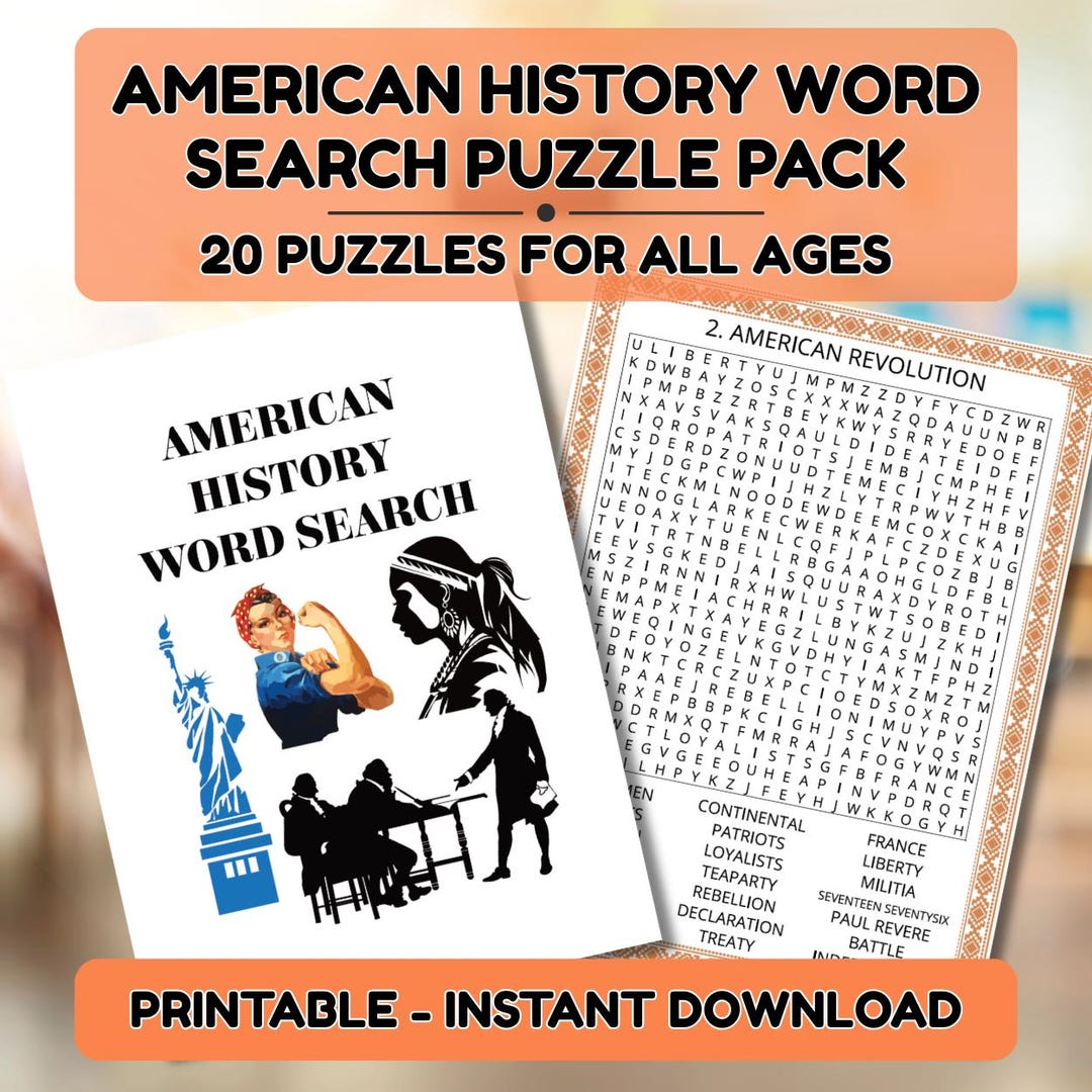 American History Word Search Puzzles: High School Activities (printable ...