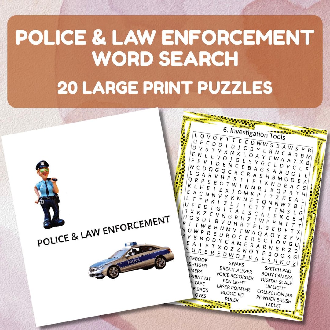 Police & Law Enforcement Word Search: 20 Printable Puzzles (PDF ...