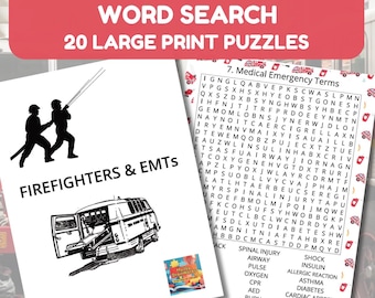 Firefighter EMT Word Search: 20 Printable Emergency Puzzles (PDF ...