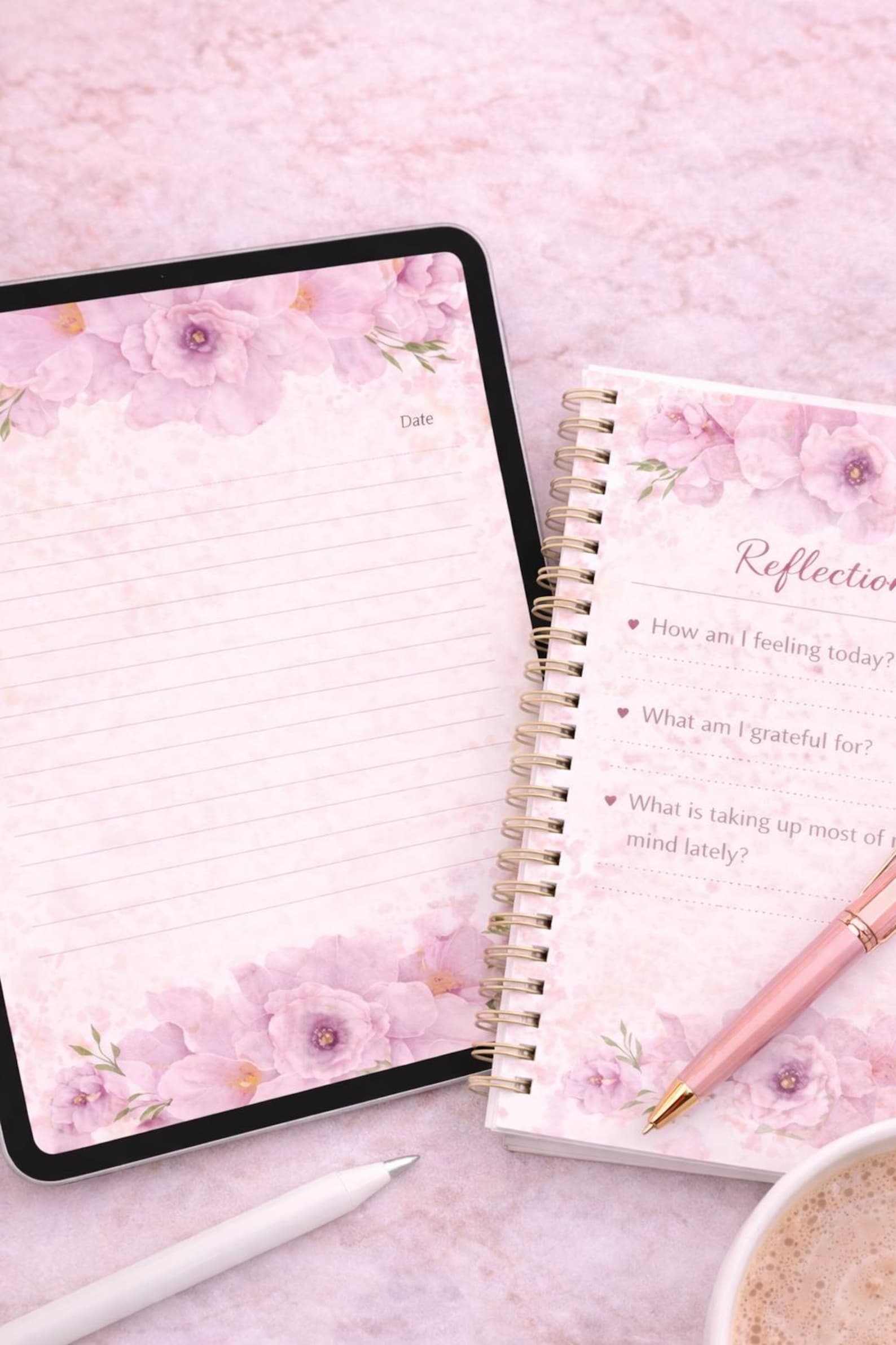 Feminine Digital Notebook | Soft Pink Journal PDF | iPad Goodnotes ...