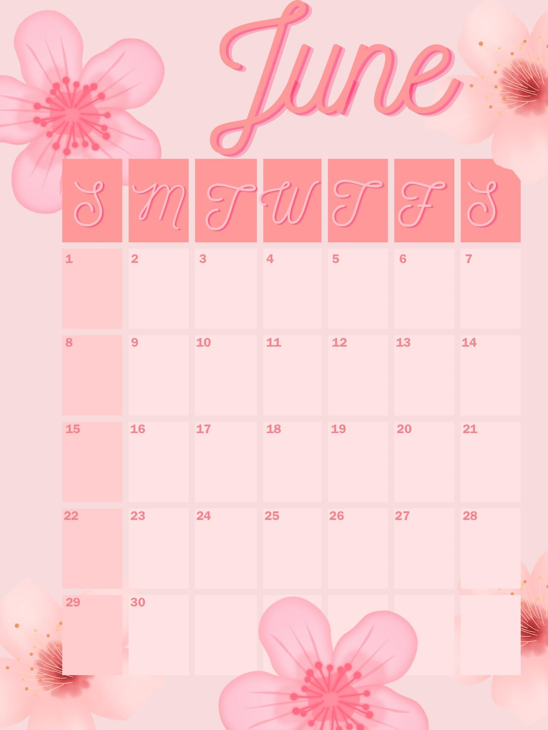 Pink Lily June Calendar - Etsy