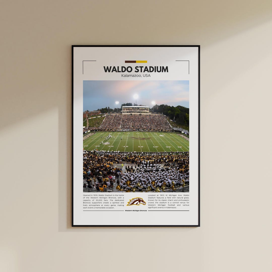 Waldo Stadium Print | Western Michigan Broncos Poster | Vintage NFL ...
