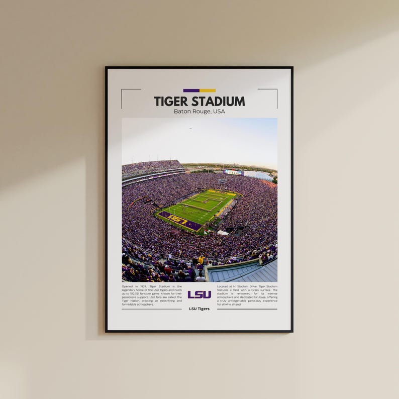 Tiger Stadium Print | LSU Tigers Poster | Vintage NFL Print | Collage ...
