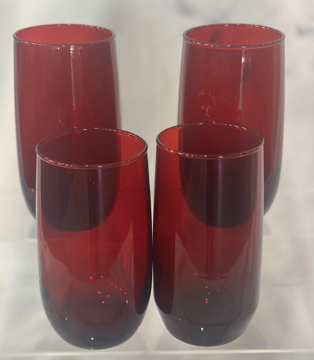 Vintage Anchor Hocking Roly Poly Royal Ruby Glasses - 5 1/8” - MCM Set ...