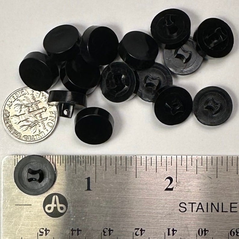 Black Shank Buttons - Vintage - Small - Shiny - 10 Count - Etsy