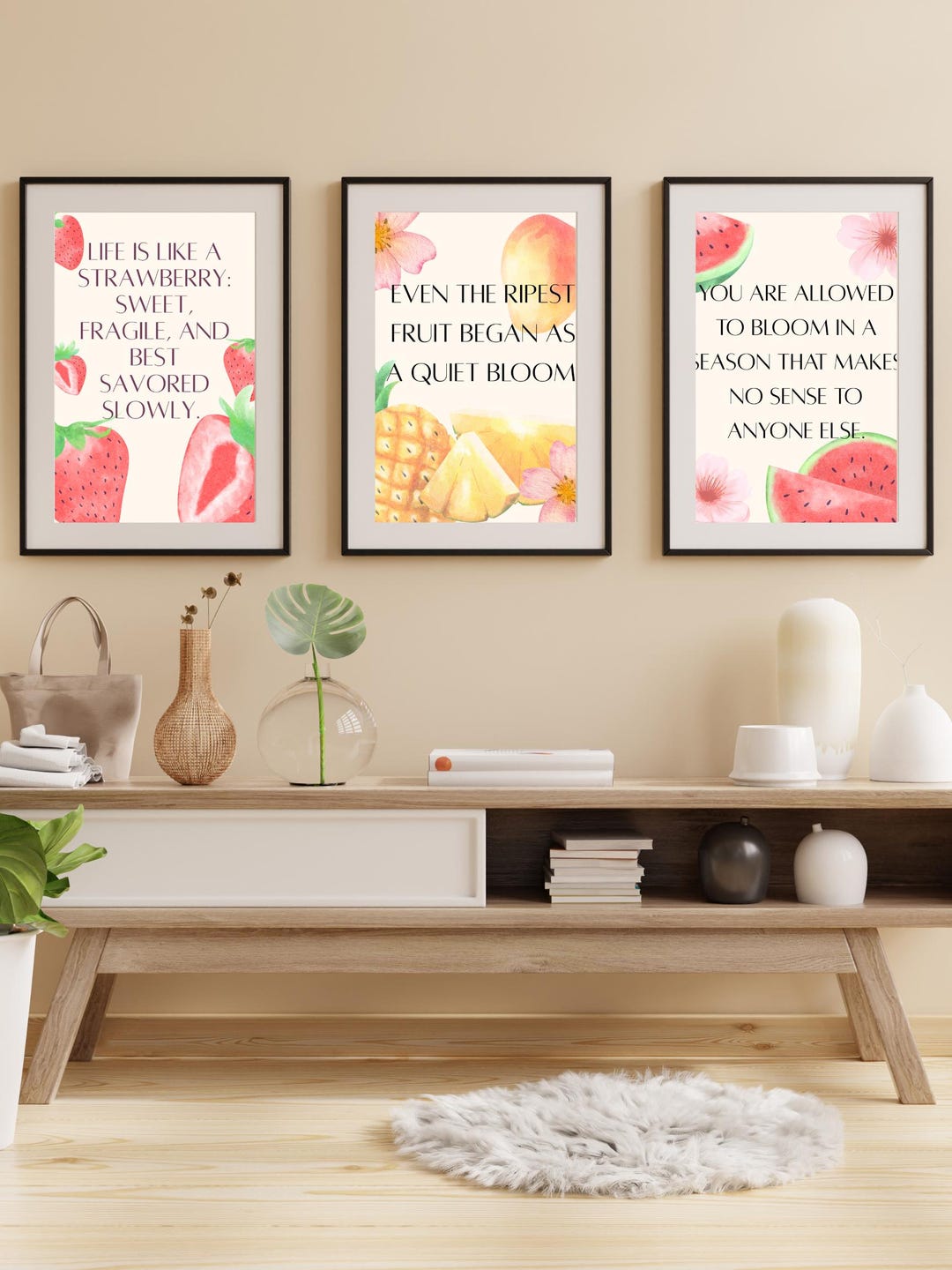 Fruity & Floral Printable Wall Art | Fruit Themed Printable Digital ...