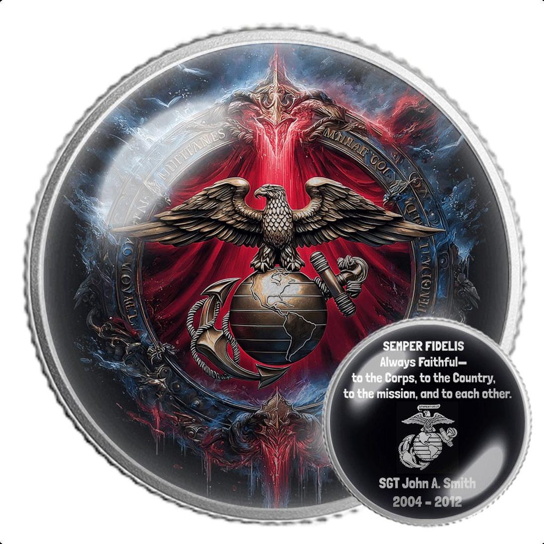 USMC Semper Fidelis Challenge Coin – Personalized Veteran Gift - Etsy