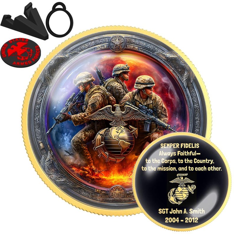 USMC Challenge Coin | Marine Corps Gift | Eagle Globe Anchor Coin ...