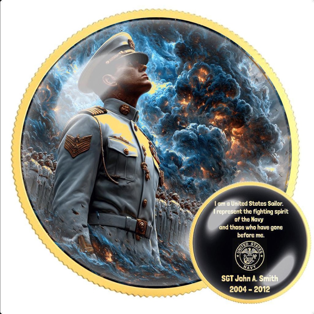 Personalized Navy Challenge Coin – Custom Sailor’s Creed Military Gift ...