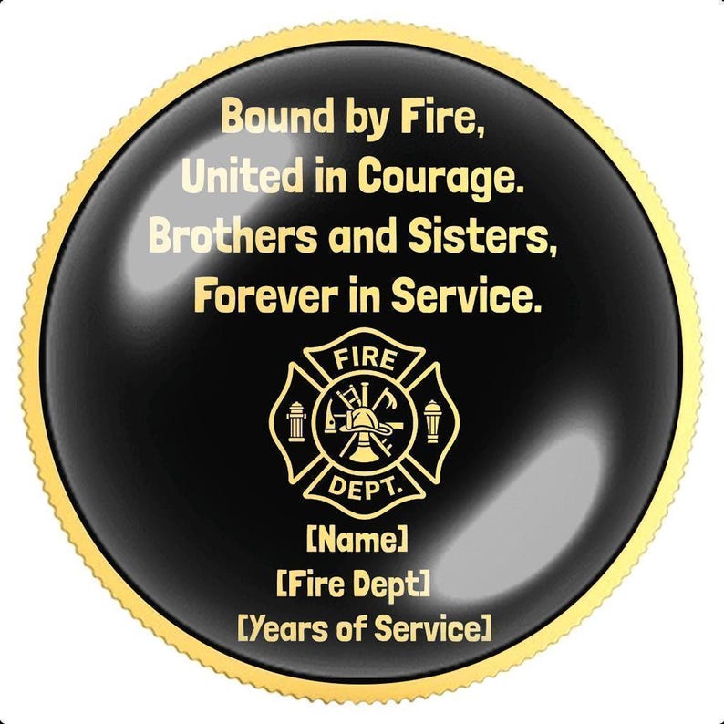 Thin Red Line Firefighter Coin | Custom Engraving | Fire Dept ...