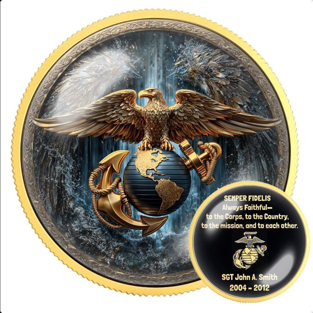 USMC Semper Fidelis Challenge Coin – Personalized Military Gift - Etsy ...