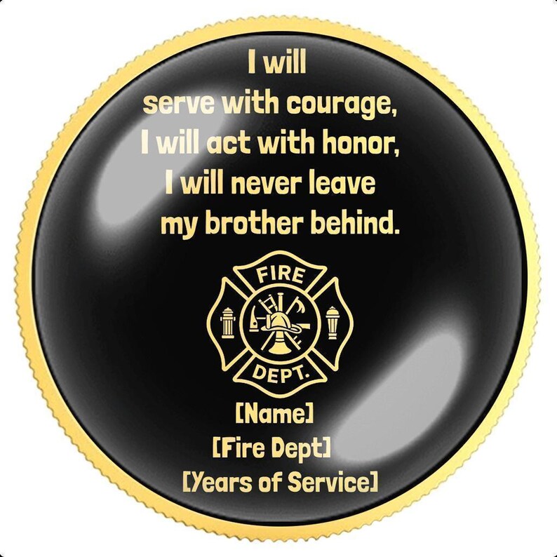 Custom Fire Department Challenge Coin | Firefighter Gift | Double-sided ...
