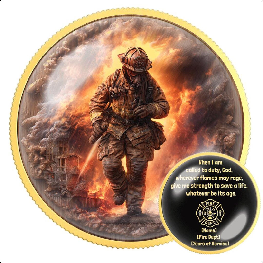 Custom Firefighter Coin – Personalized Name, Station & Date – Fire ...