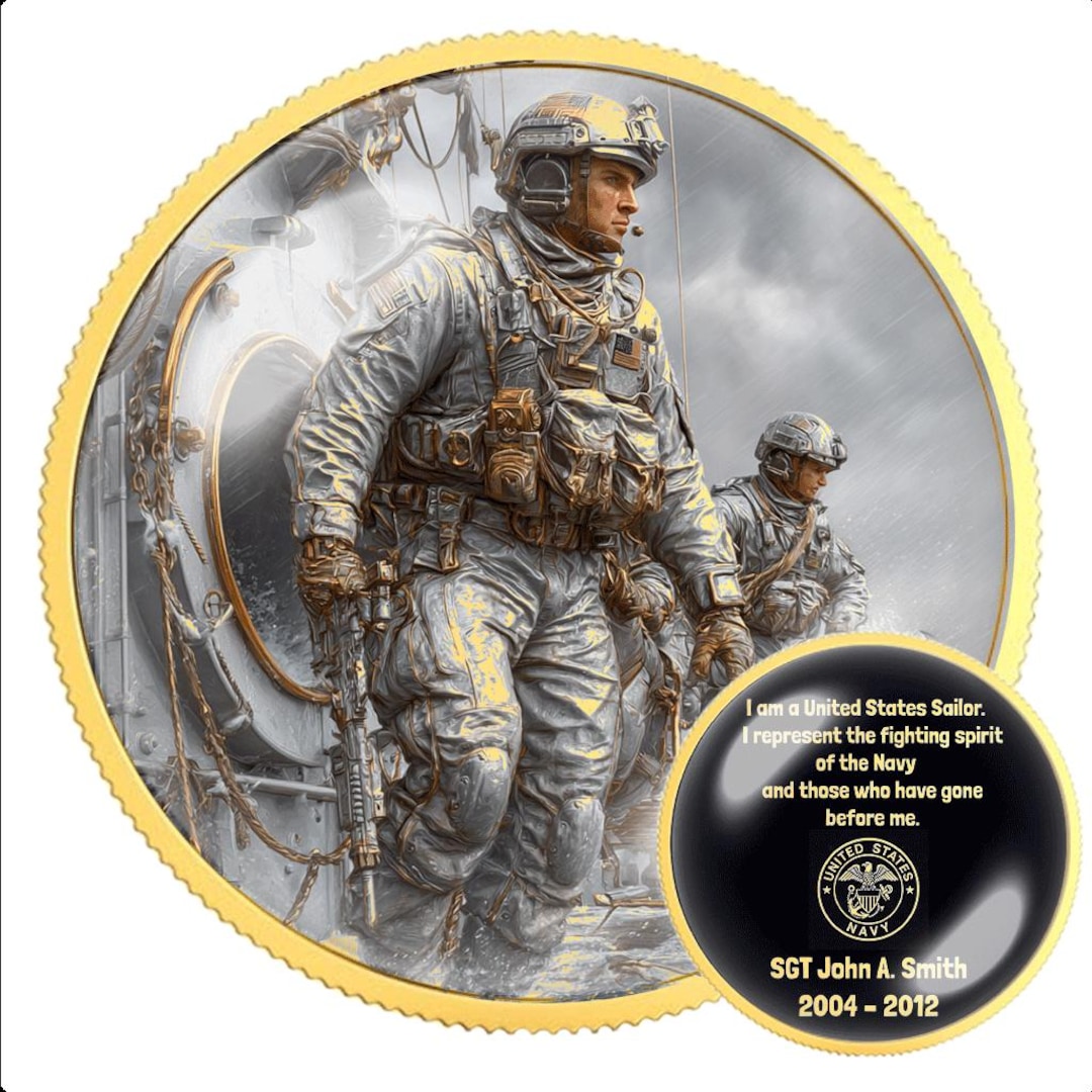U.S. Navy Sailor’s Creed Challenge Coin – Personalized 40mm Custom Navy ...